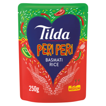 Tilda Microwave Steamed Peri Peri Basmati Rice 250g - Black Box Product ...